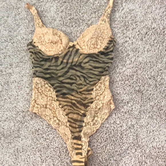 Intimates & Sleepwear | Seethrough Tiger Stripe Golden Beige Lace ...